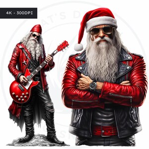 Rockstar Santa Clipart Set: Christmas PNG Images (digital Download) - Etsy