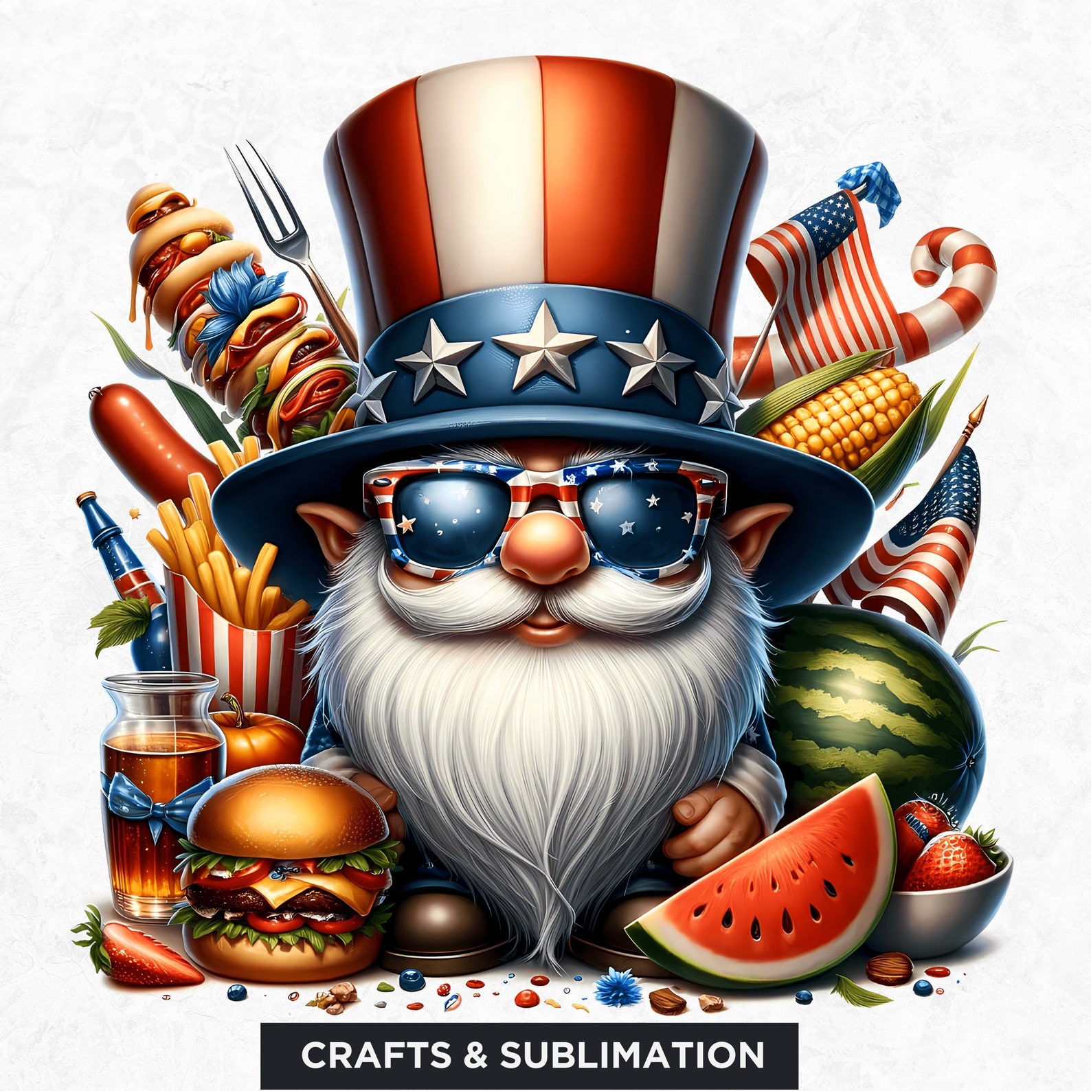 42 Gnome 4th of July Clipart PNG, American Patriotic Clipart ...