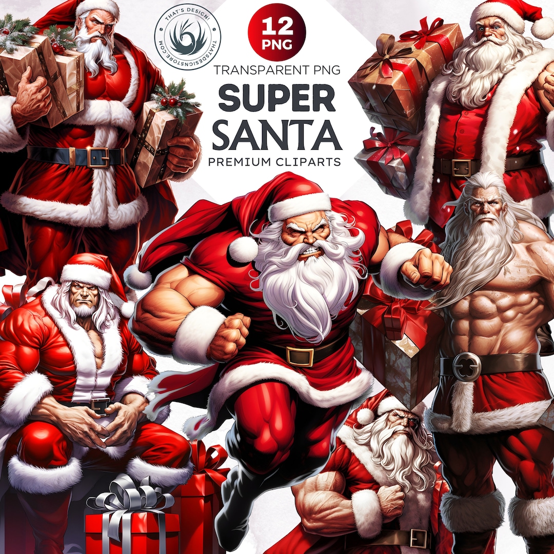 Super Santa Clipart Set for Craft and Sublimation Design, Merry ...