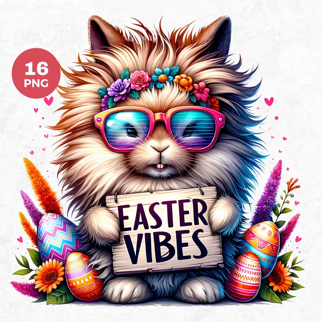 Easter Bunny Clipart Bundle, 16 Happy Easter Clipart, Easter Graphics ...