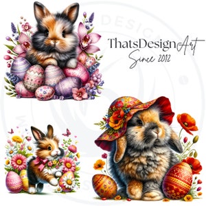 Easter Bunny Clipart Bundle V1, Rabbit Clipart, Spring PNG, Easter Eggs ...