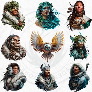 30 Inuit God Goddess Clipart PNG, Eskimo Mythology Graphics, Ancient Arctic Deity, Fantasy Art ...