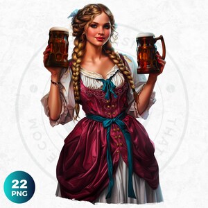 22 Oktoberfest Beer Maids Clipart Set, Bavarian Girls, Oktoberfest ...