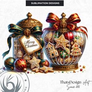 Watercolor Victorian Christmas Cookie Jars Clipart (22 PNG) - Etsy