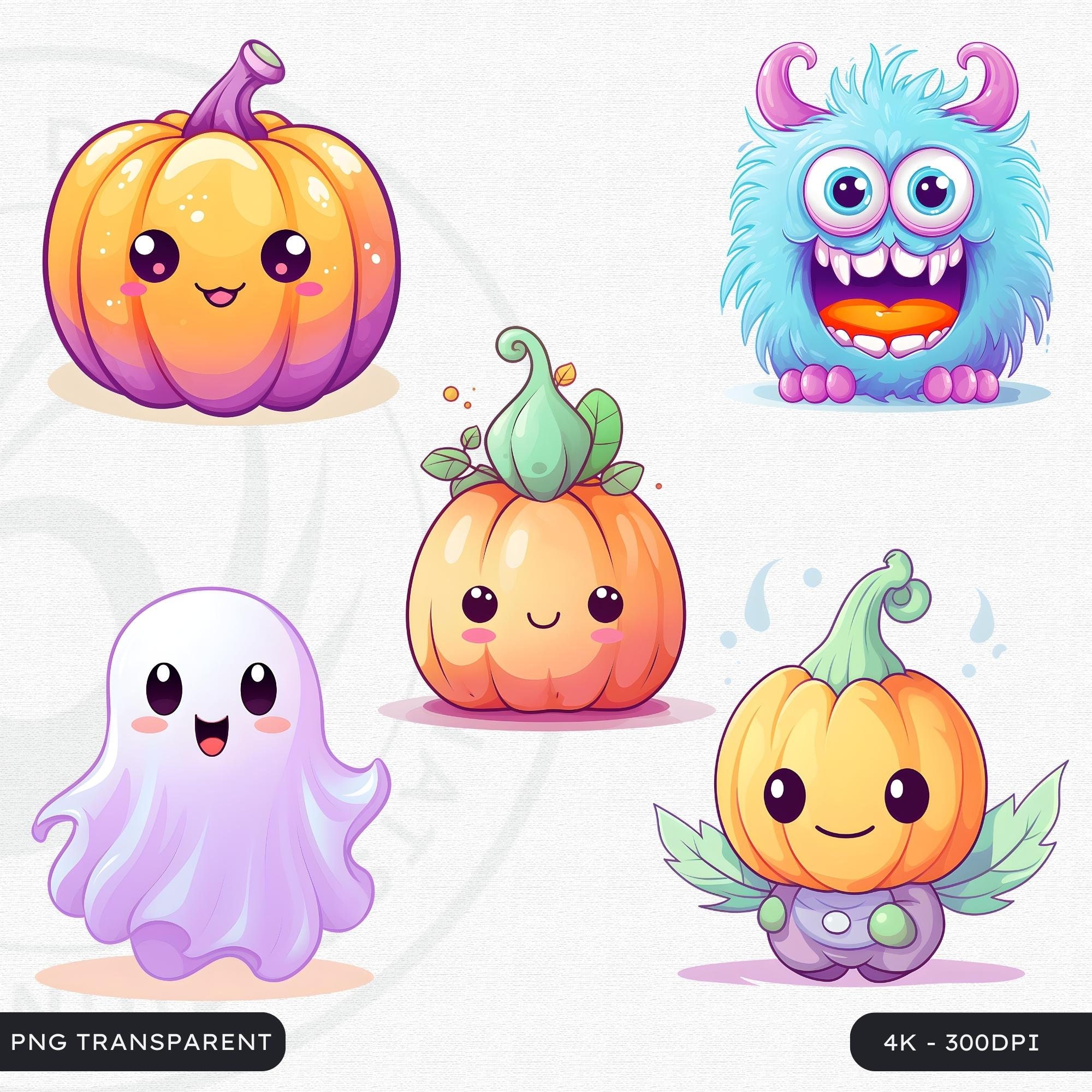 20 Cute Pastel Halloween Clipart PNG. Creepy Watercolor - Etsy