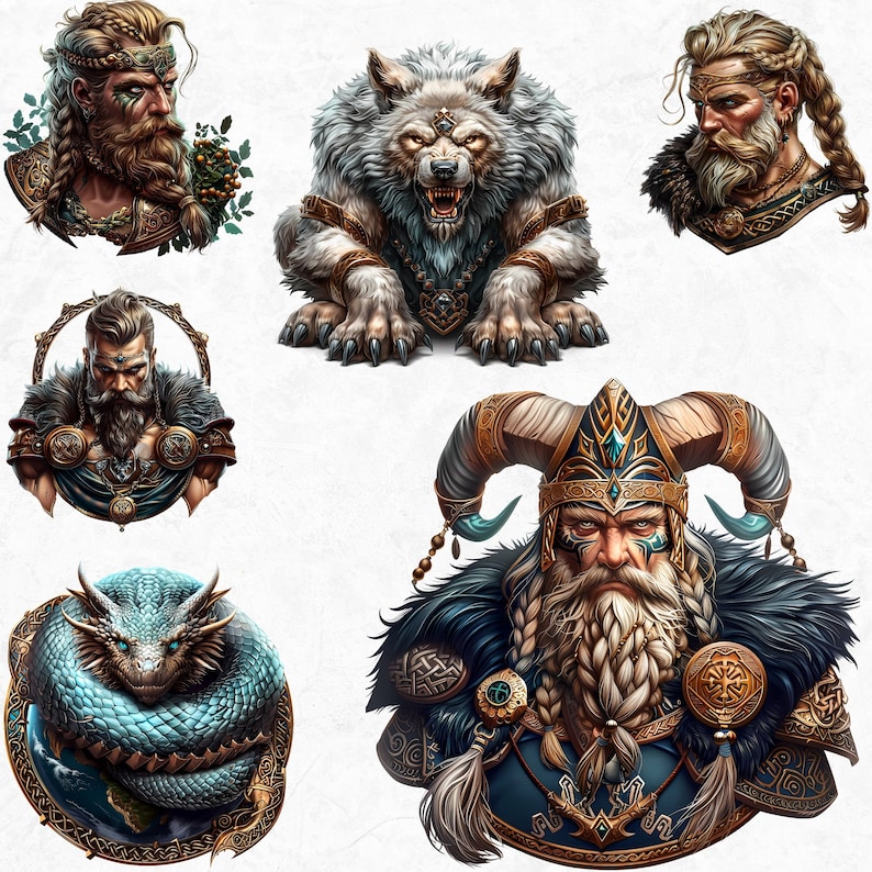 Viking Gods Clipart Set: Norse Mythology PNG Graphics (digital Download ...