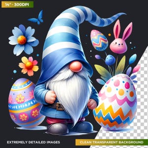 Easter Gnome Clipart Bundle: Watercolor Gnomes, Easter Eggs (PNG ...