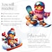 Gingerbread Man Winter Sports Clipart: Skiing & Snowboarding (53 PNG ...