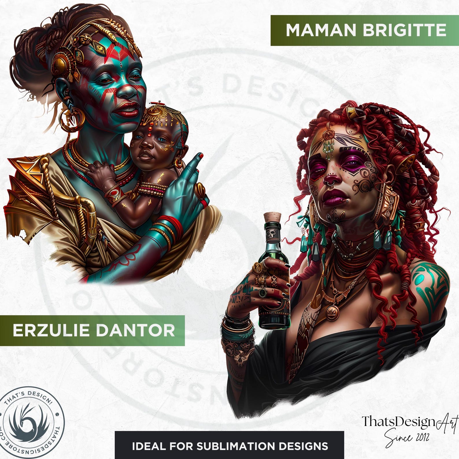 Voodoo Loas Clipart: African Deities, Tribal Rituals (PNG, Digital ...