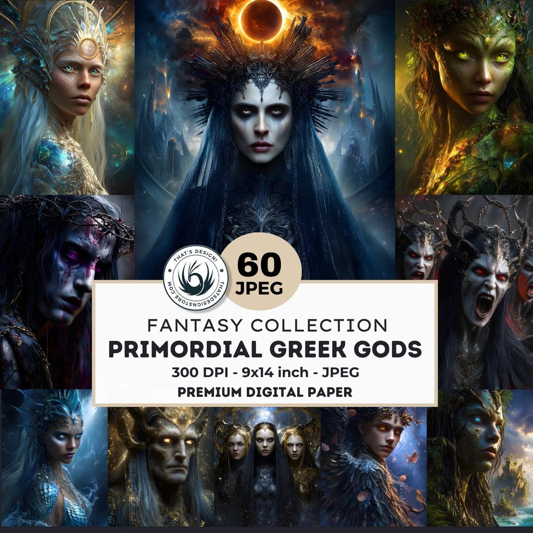 Greek Primordial Gods Junk Journal Paper: Dark Fantasy Mythology Art ...