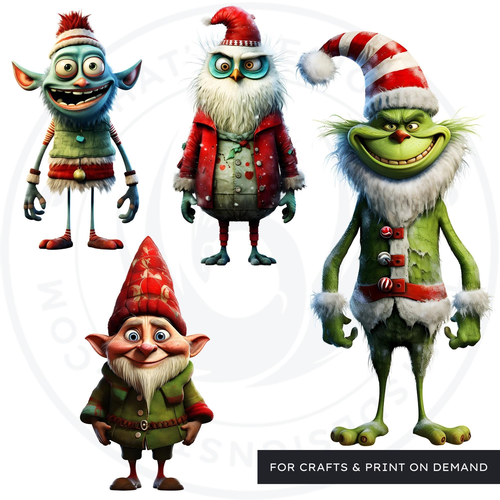 Goofy Christmas Characters PNG Clipart: Santa, Gnomes, Elf (commercial ...