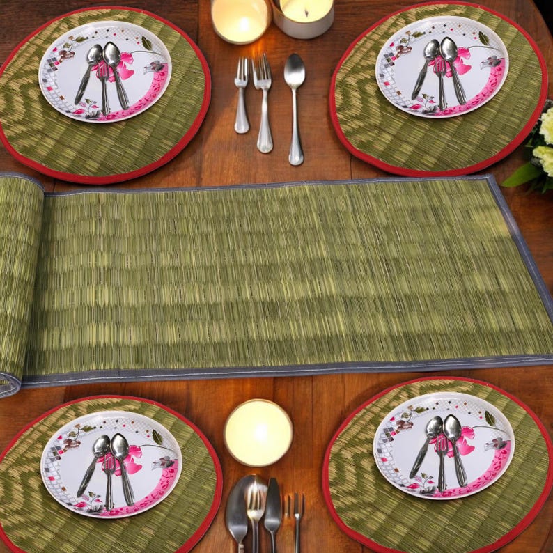 Handmade Natural Grass Table Mats: Eco Chic Dining Decor - Etsy
