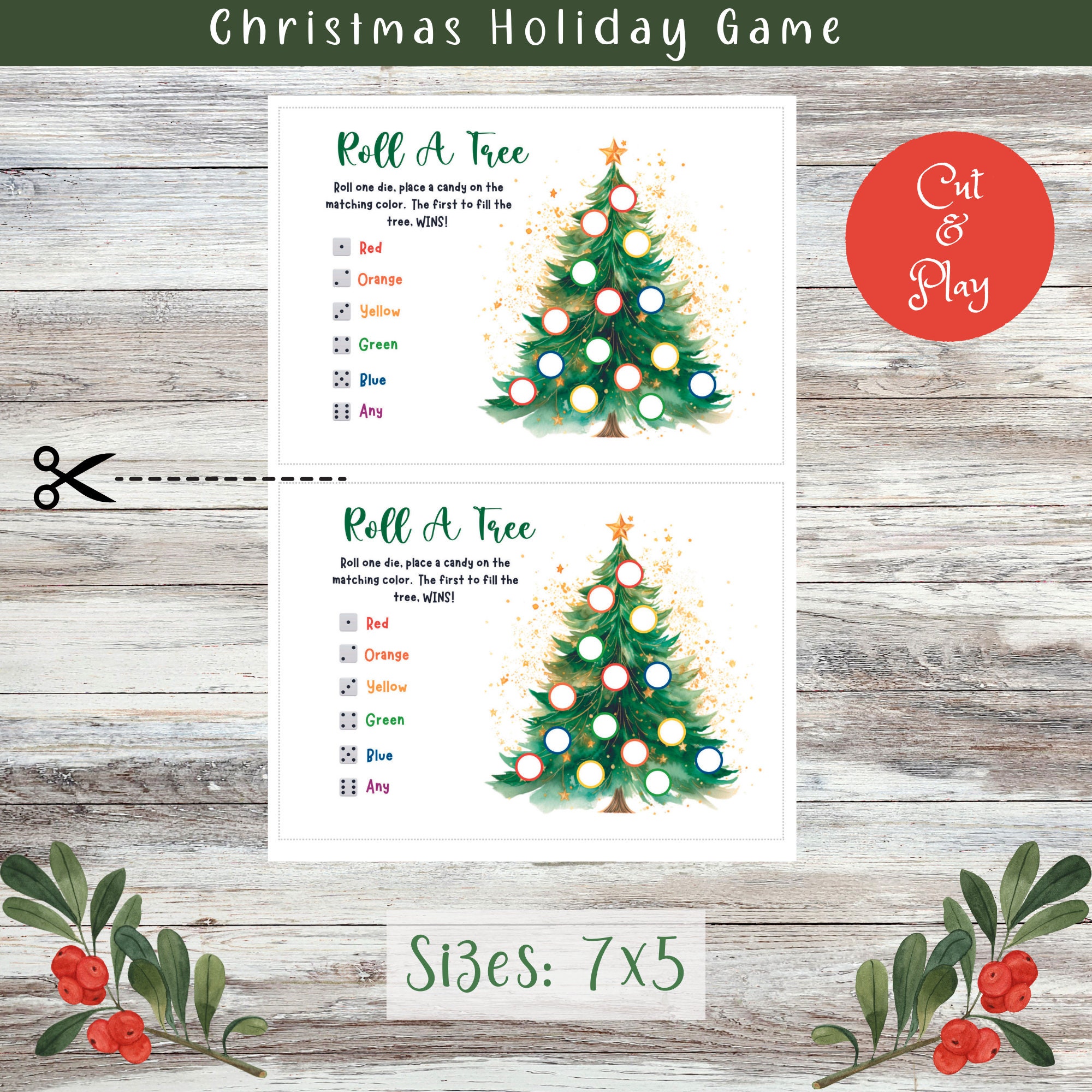 Roll a Tree Dice Game Roll a Christmas Tree Game Printable for Kidsroll ...