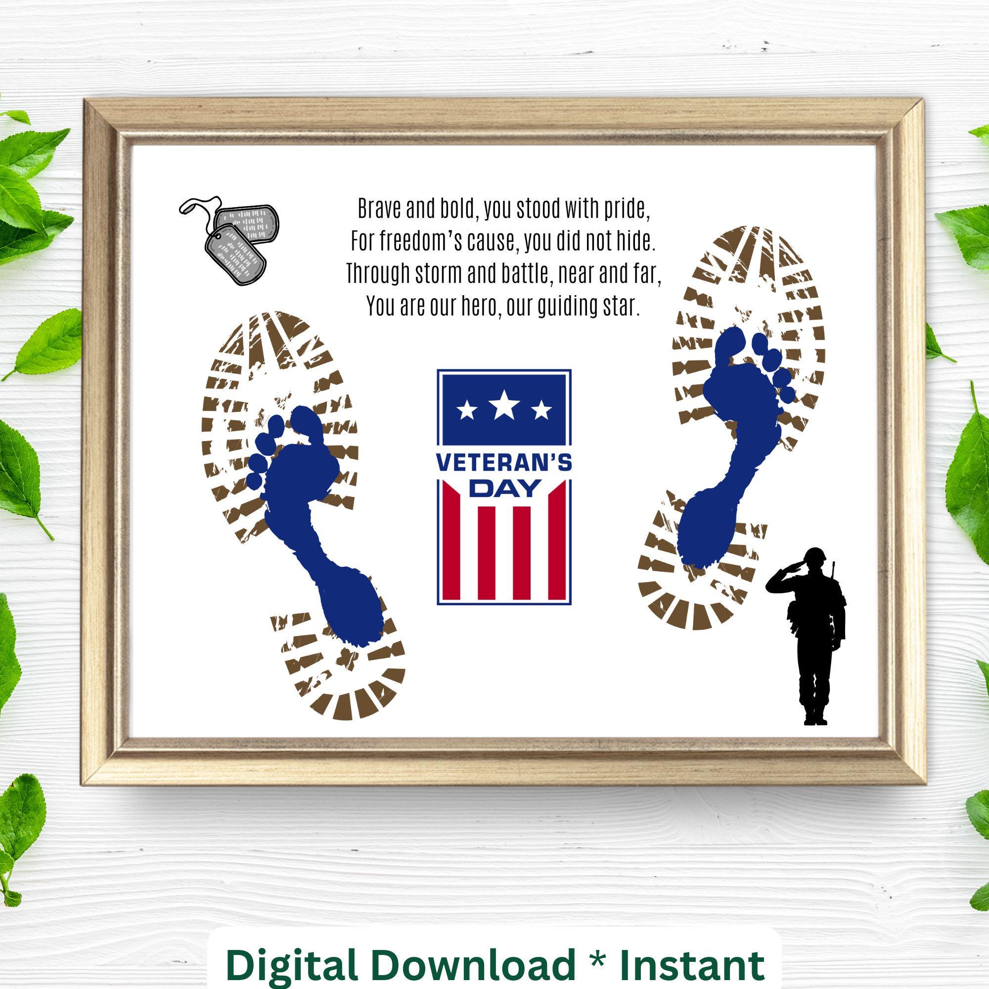 Veterans Day Handprint Art Craft| DIY Card Patriotic Sign Poem Keepsake ...