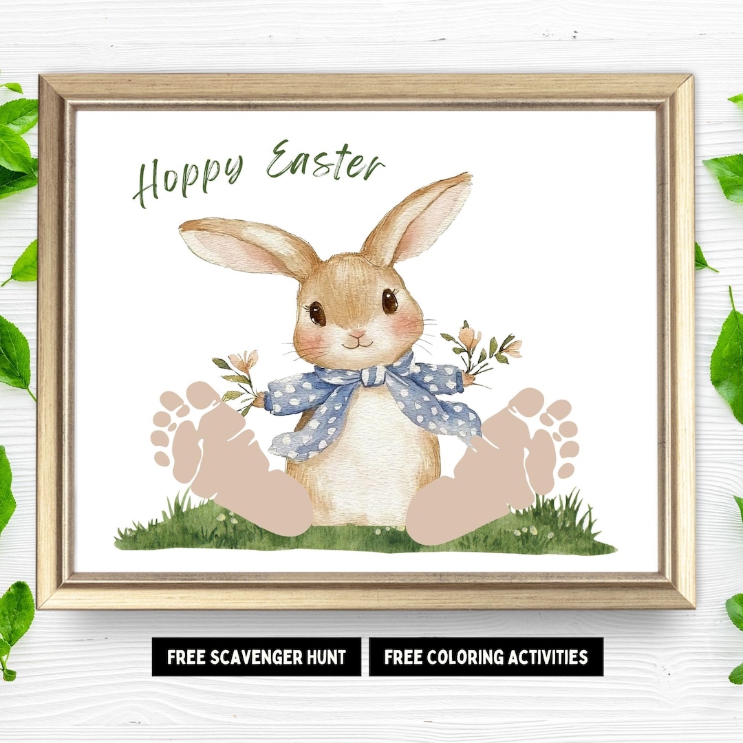 Bunny Footprint Art| Hoppy Easter Baby Footprint Craft Keepsake Kit ...