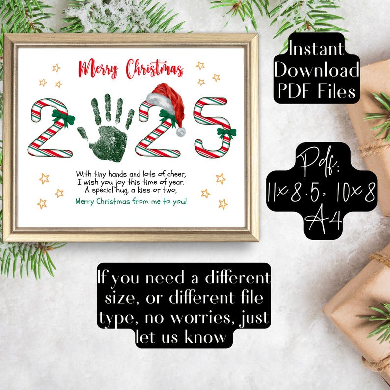 Merry Christmas 2025 Handprint Art Craft, Holiday Handprint Poem, DIY ...