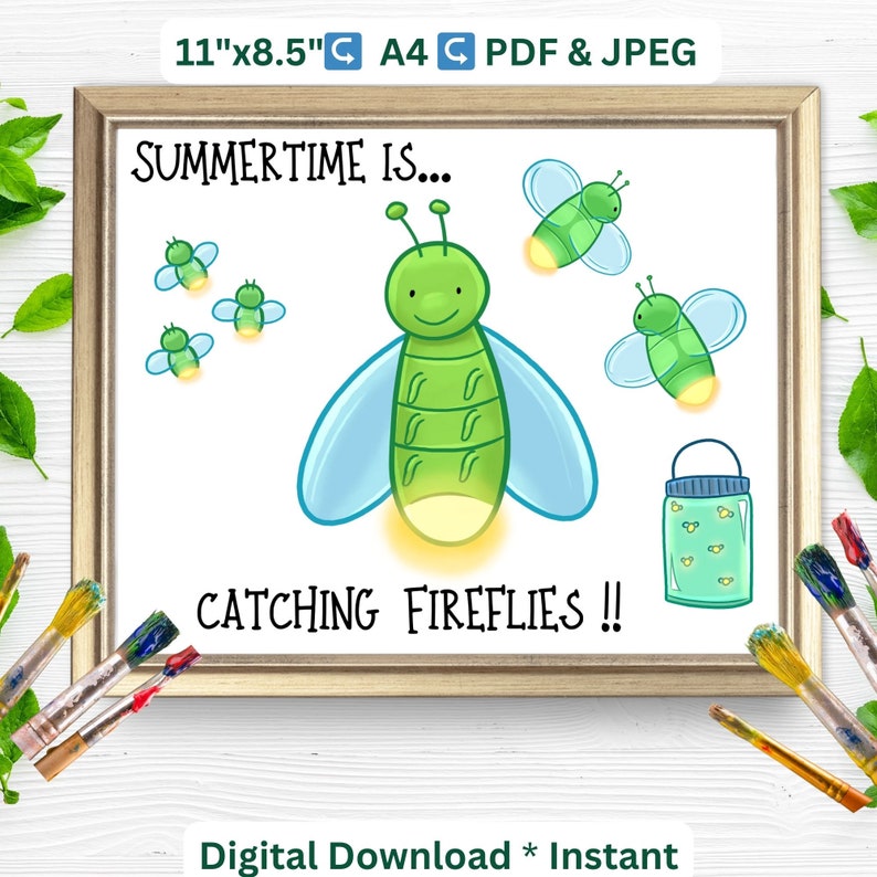 Summer Footprint Craft Fireflies Footprint Art Printable Sign Kids ...