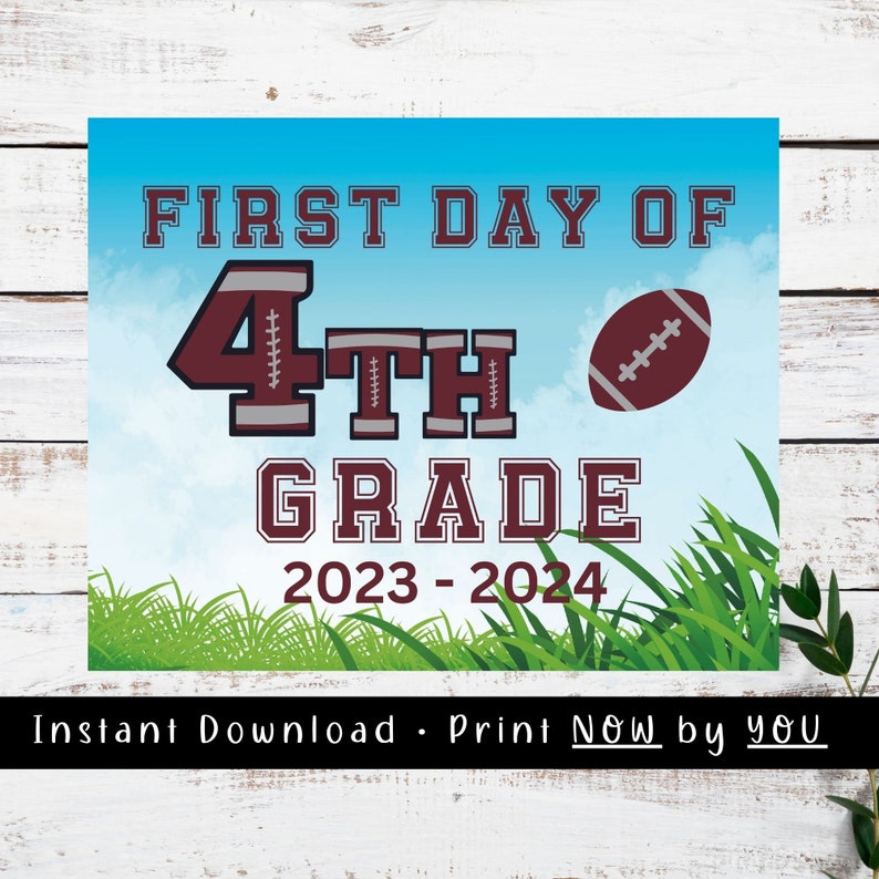 First Day of School Sign Printablefirst Day of 4th Grade - Etsy