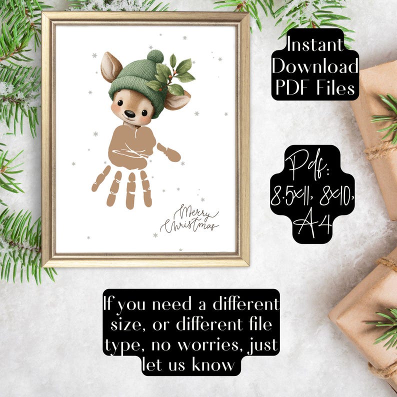 Reindeer Handprint Craft Printable, Christmas Kids DIY Keepsake Art ...