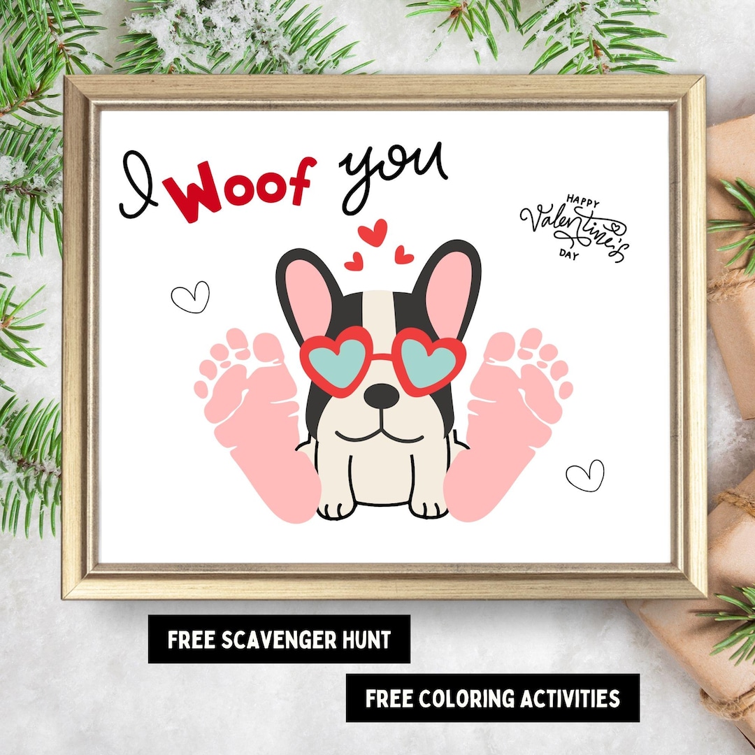 Valentines Footprint Art| I Woof Love You Handprint Craft Pre K ...