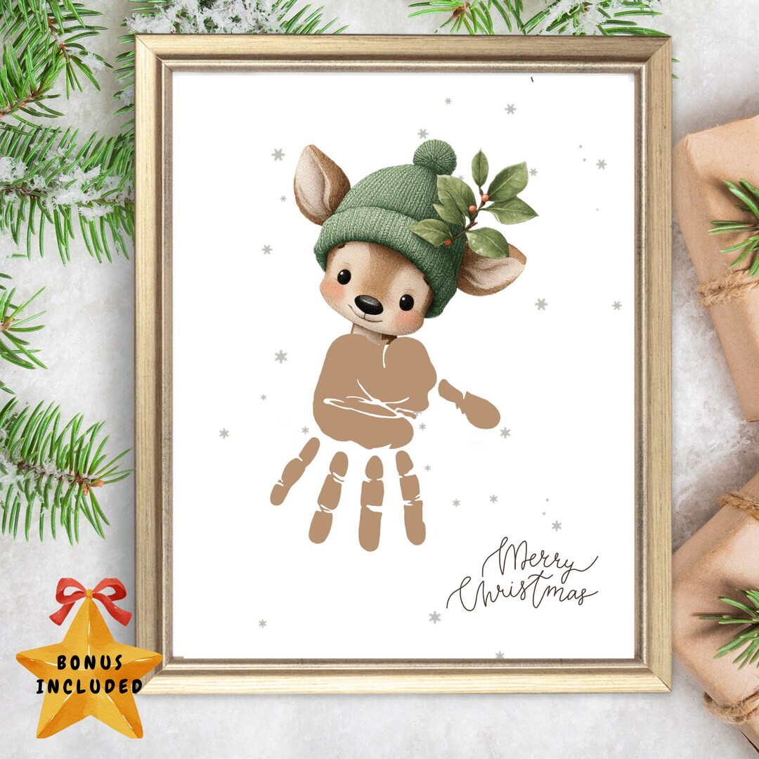Reindeer Handprint Craft Printable, Christmas Kids DIY Keepsake Art ...