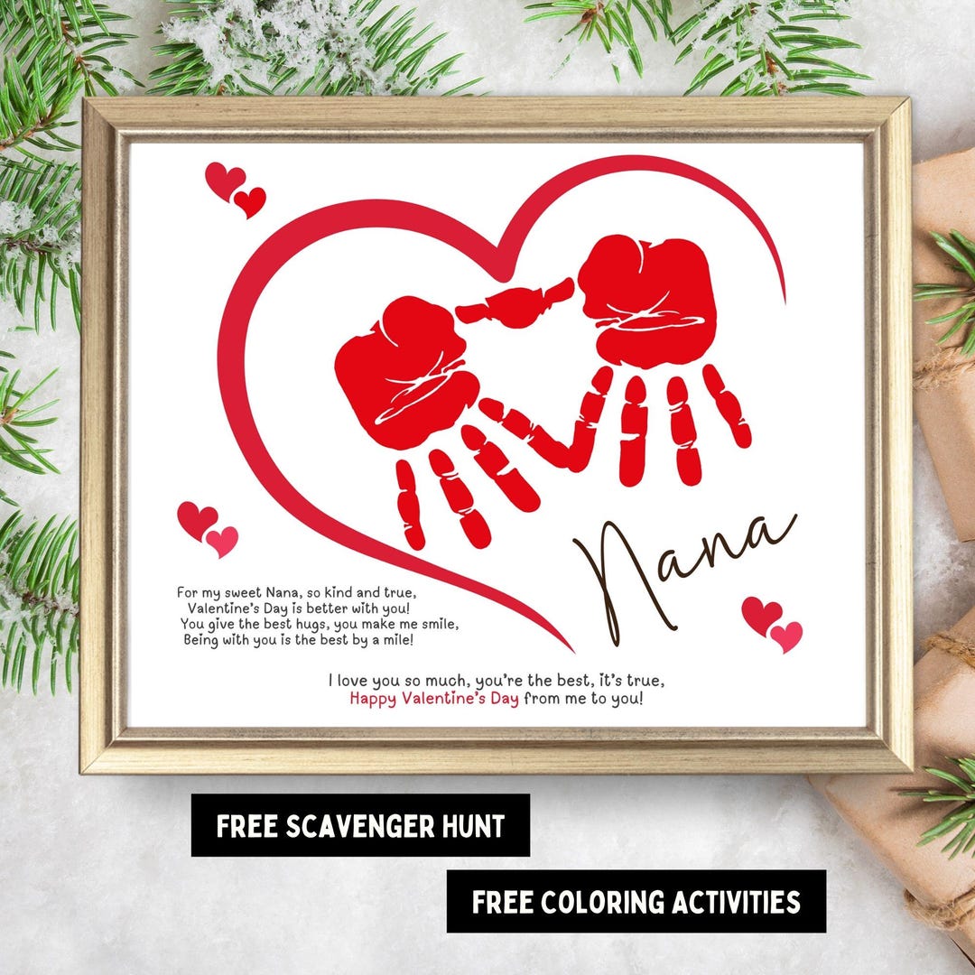 Nana Handprint Poem Craft| Valentines Day Heart Handprint Art| Gift for ...