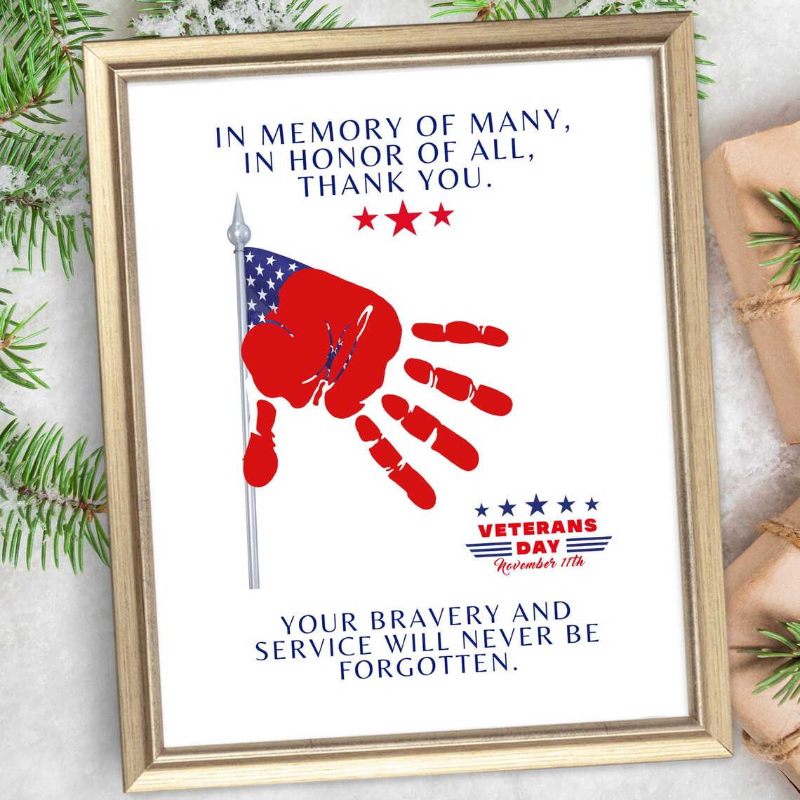 Veterans Day Handprint Art Craft DIY Card Patriotic Sign Poem Keepsake ...