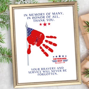 Veterans Day Handprint Art Craft| DIY Card Patriotic Sign Poem Keepsake ...