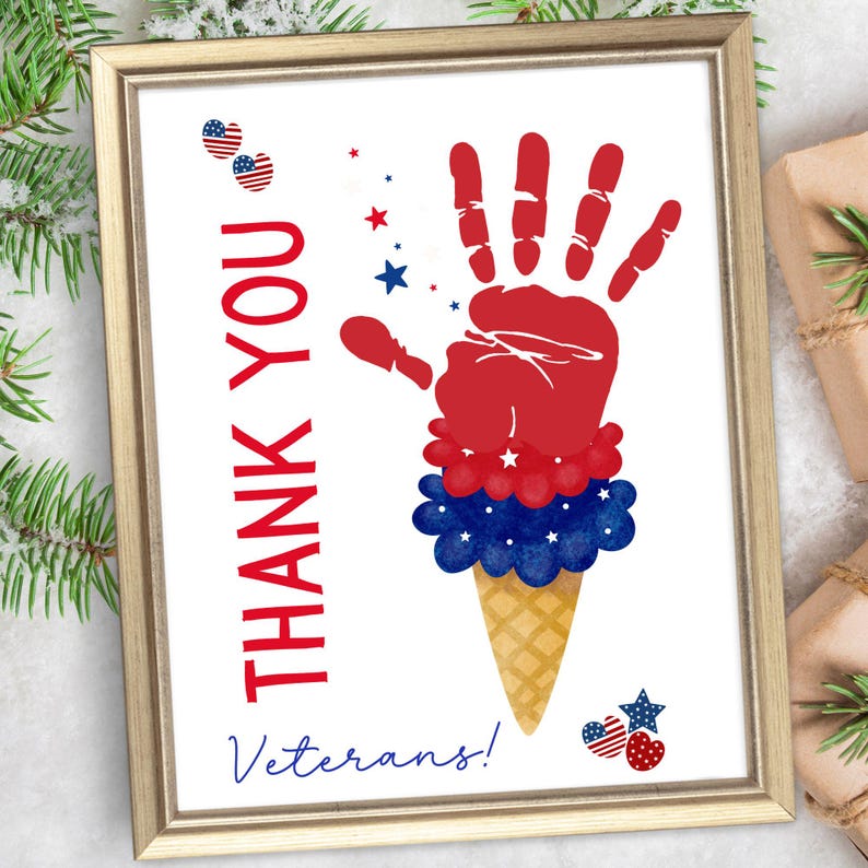 Veterans Day Handprint Art Craft| DIY Card Patriotic Sign Poem Keepsake ...