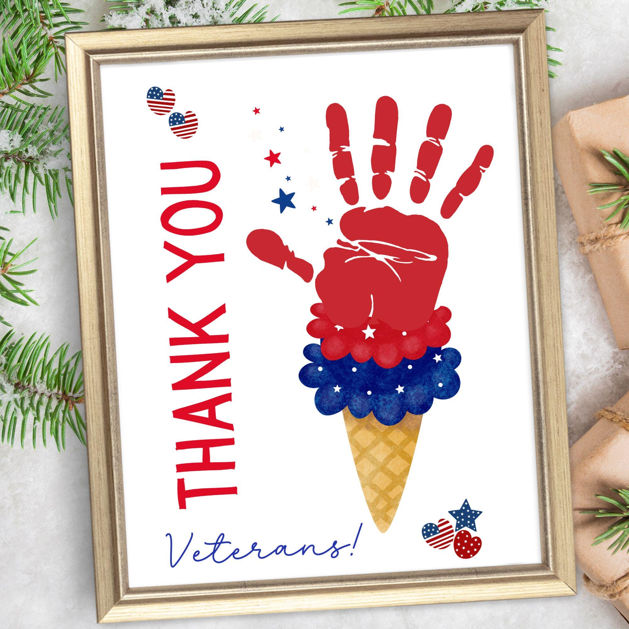 Veterans Day Handprint Art Craft| DIY Card Patriotic Sign Poem Keepsake ...