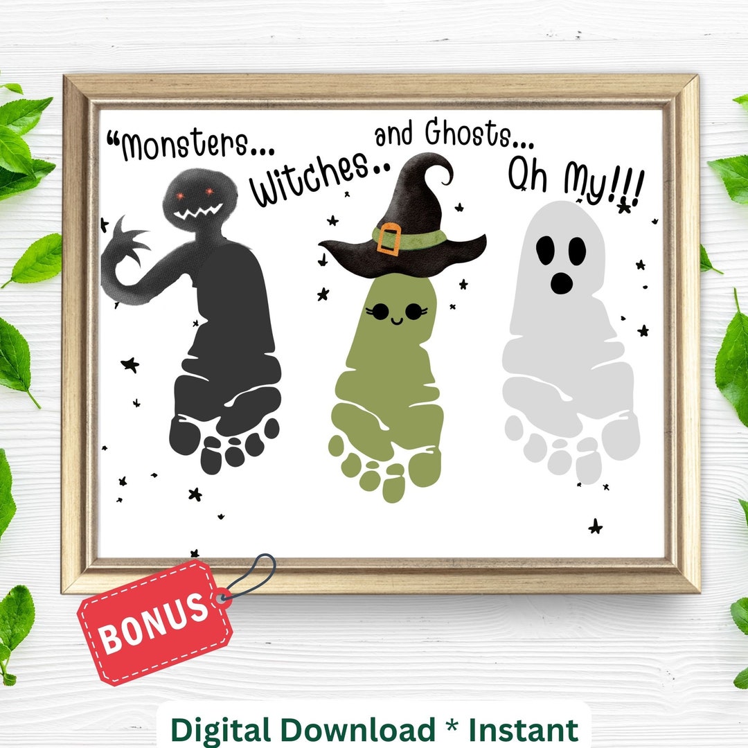 Halloween Footprint Art Craft| Monster, Witch, Ghost Footprint Craft ...