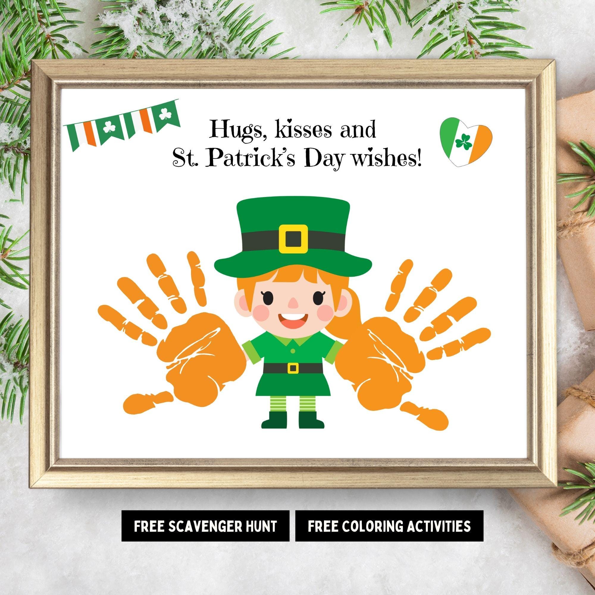 St Patricks Day Handprint Craft| Irish Kisses Baby Footprint Art| Prek ...