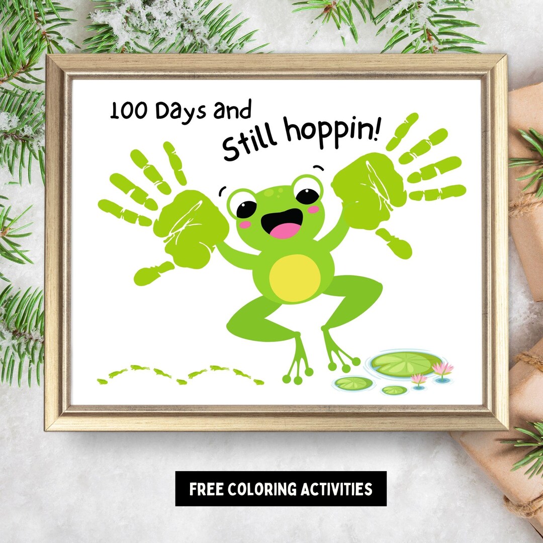 Frog Handprint Art| 100 Days of School Handprint Craft| Celebrate 100th ...