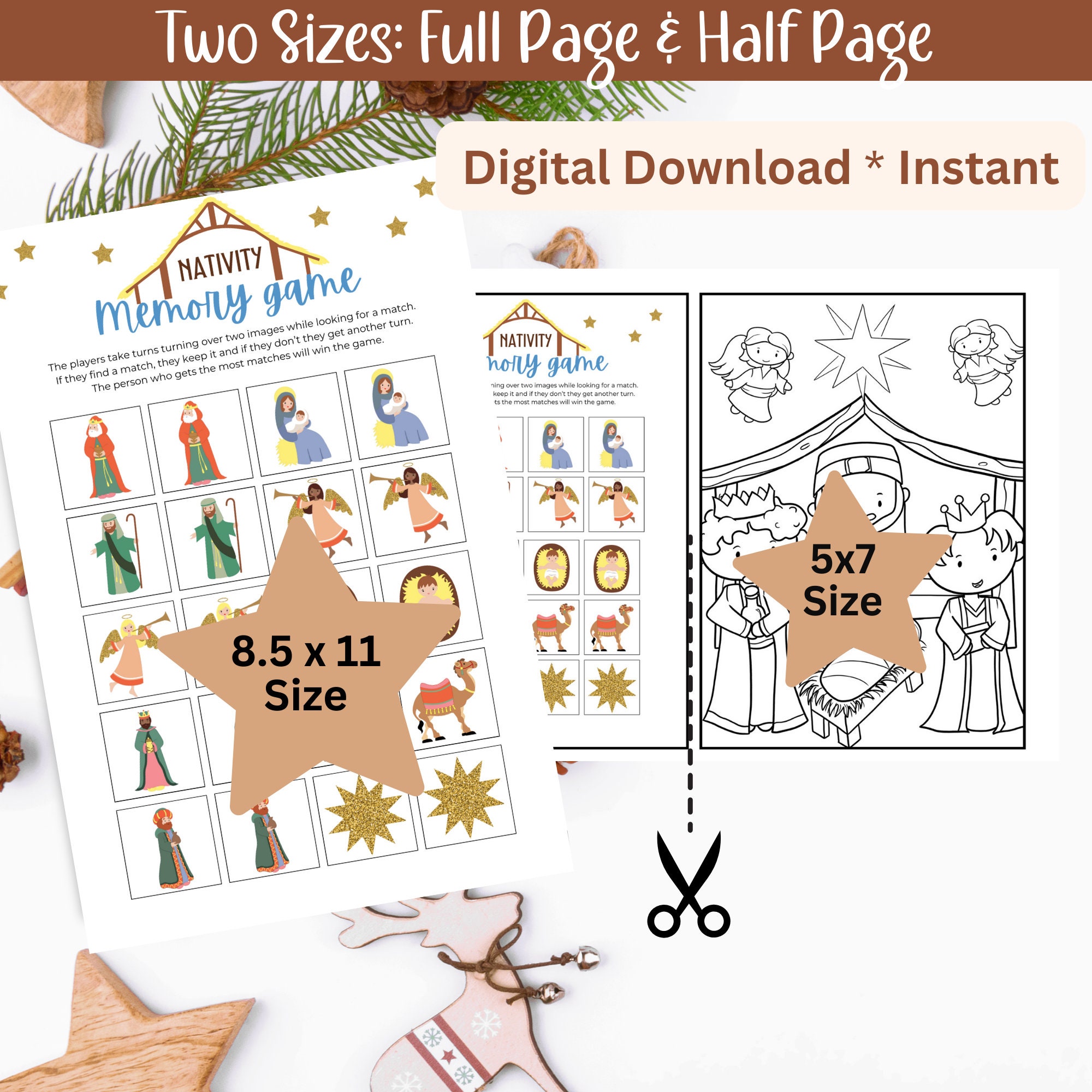 Nativity Coloring Activity Pages Christmas Matching | Preschool Bible ...