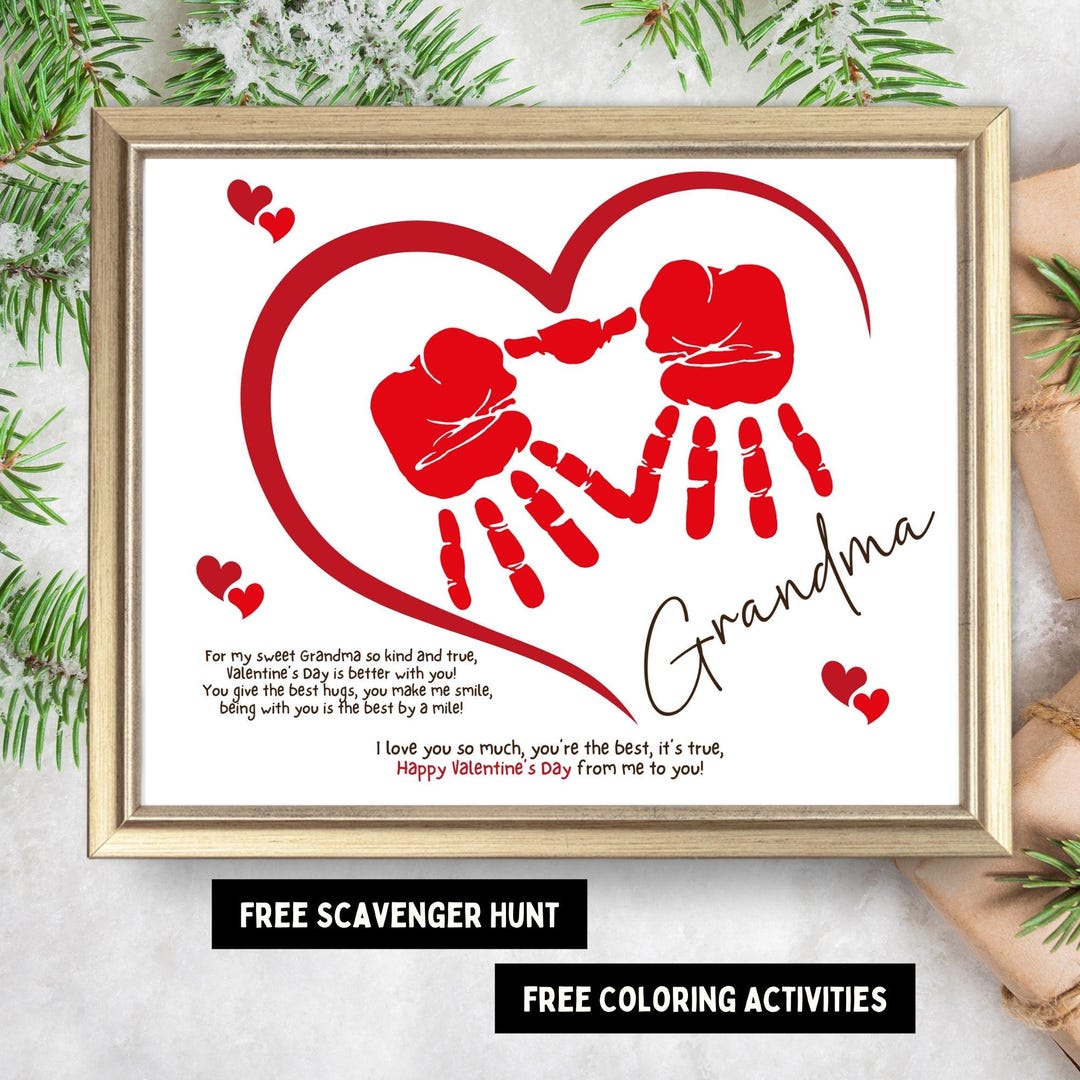 Grandma Handprint Poem Craft| Valentines Day Heart Handprint Art| Gift ...