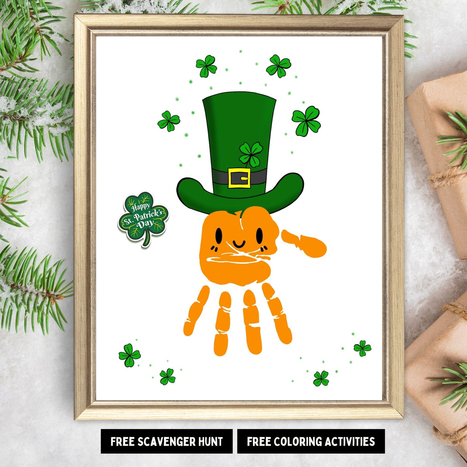Happy St Patricks Day Handprint Craft| Cute DIY Baby Footprint Art ...