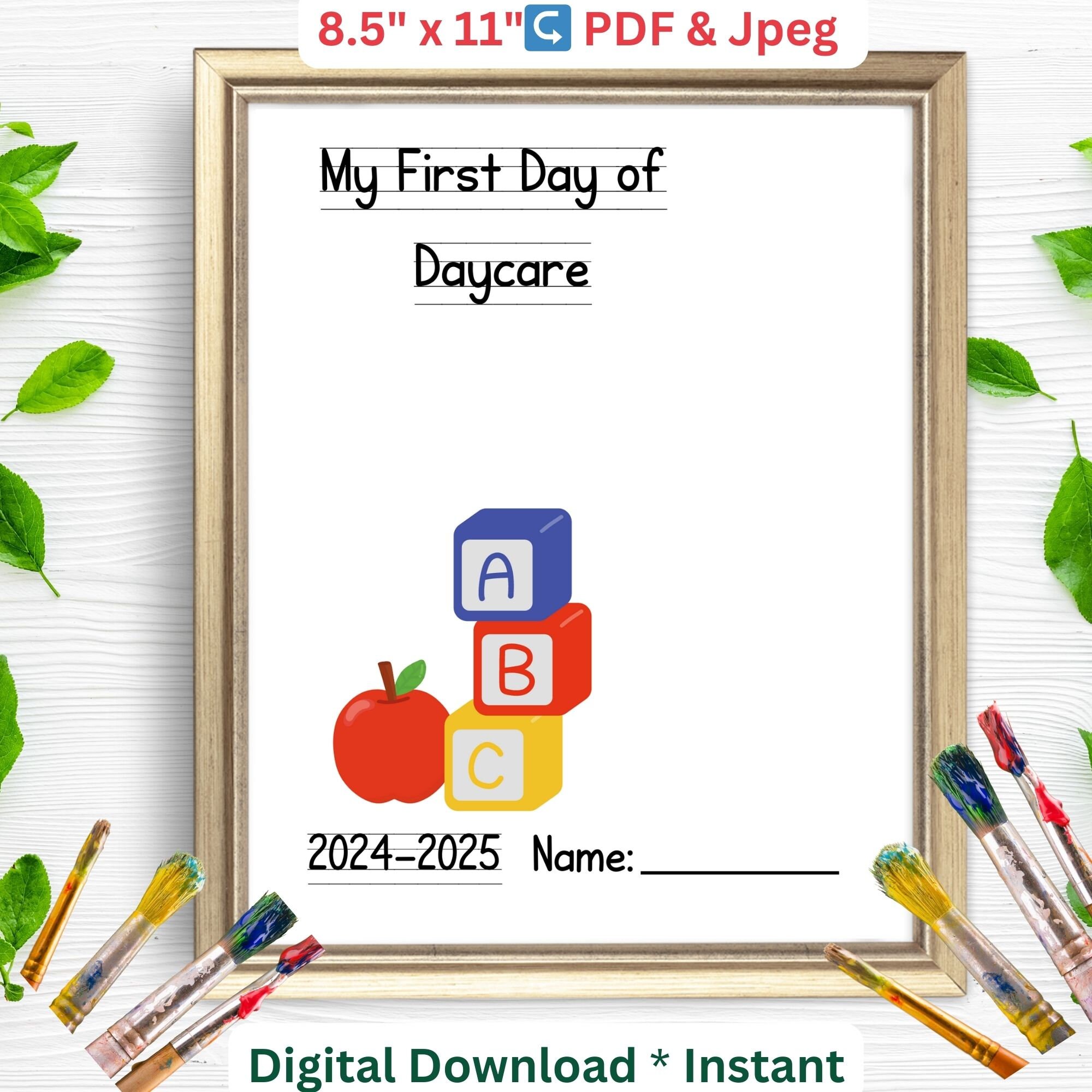 First Day of Daycare Handprint Craft| First Day of School Printable ...