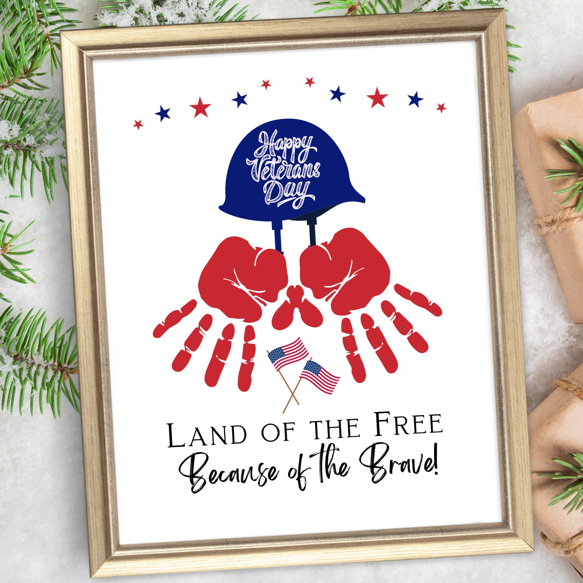 Veterans Day Handprint Art Craft DIY Card Patriotic Sign Poem Keepsake ...