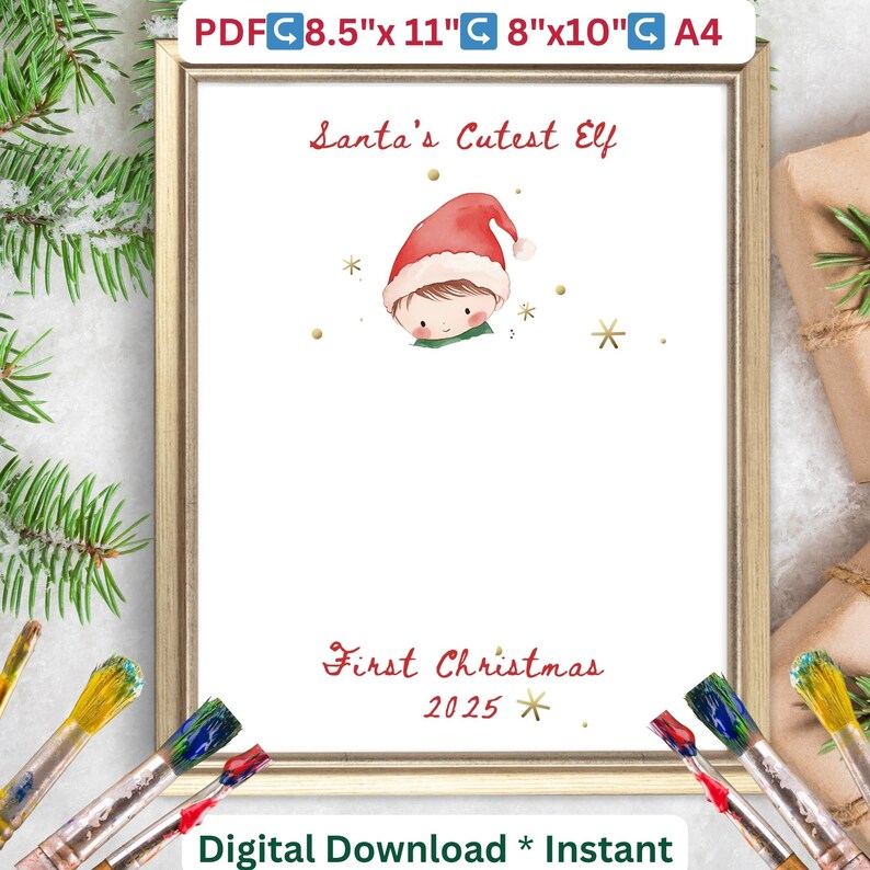 Santa’s Cutest Elf Handprint Craft, Baby’s First Christmas 2025 ...