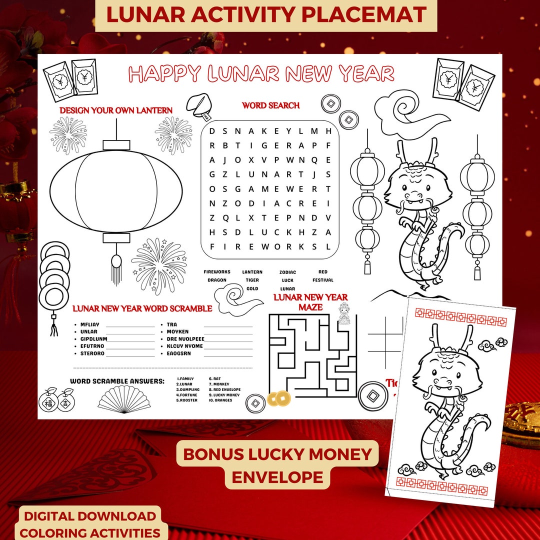 Lunar New Year Placemat Activity Printable Kid Chinese New Year ...