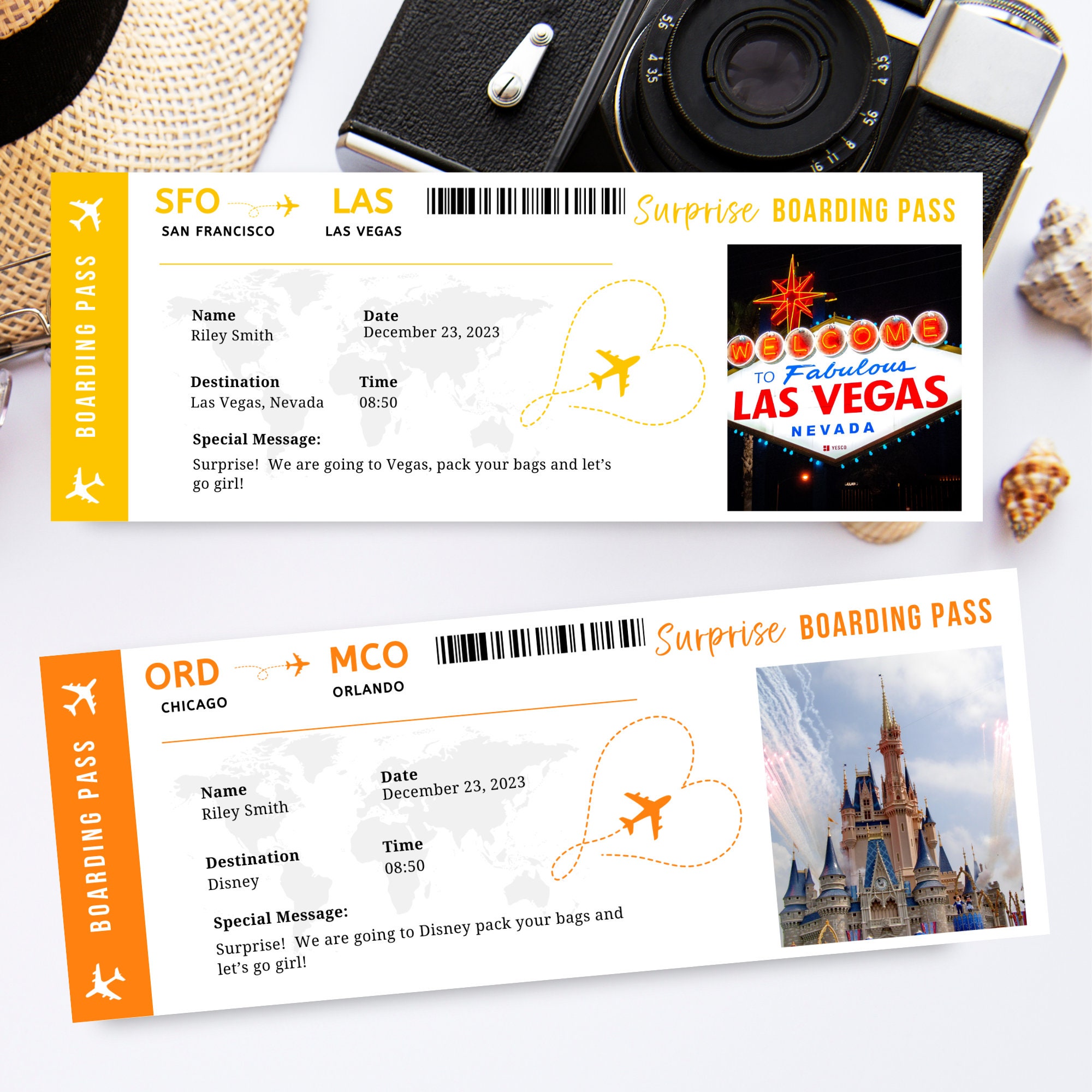 Boarding Pass Template| Boarding Pass Ticket| Surprise Destination ...