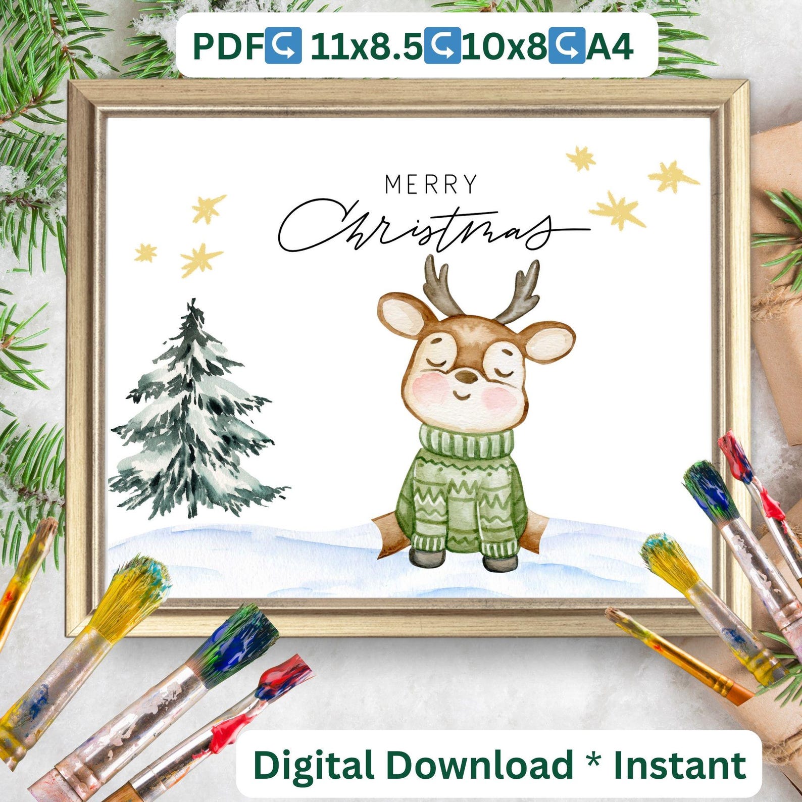 Reindeer Footprint Art, Sunday School Christmas Winter Handprint Craft ...