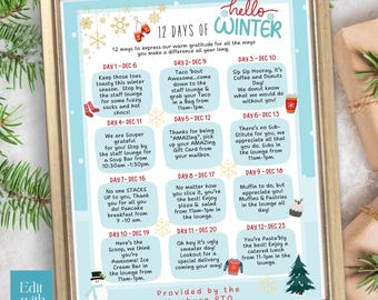 Editable Christmas Holiday Appreciation Flyer, Teacher 12 Days of ...