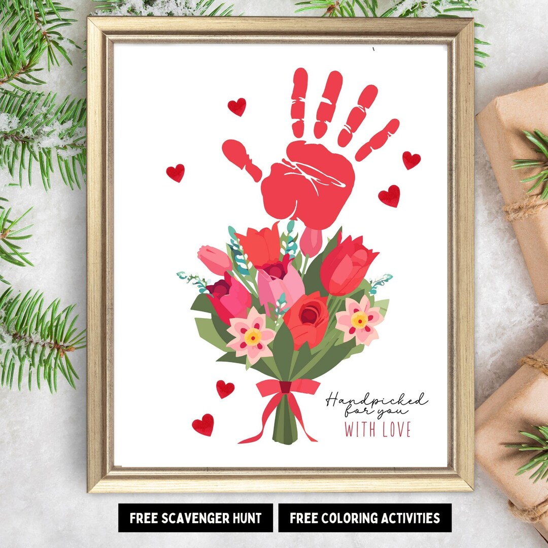 Flower Handprint Craft Art| Love Handprint Art for Preschool Valentines ...