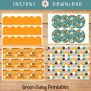 Bumble Bee Bulletin Board Boarders| Bee Happy Fall Printable Boarder ...