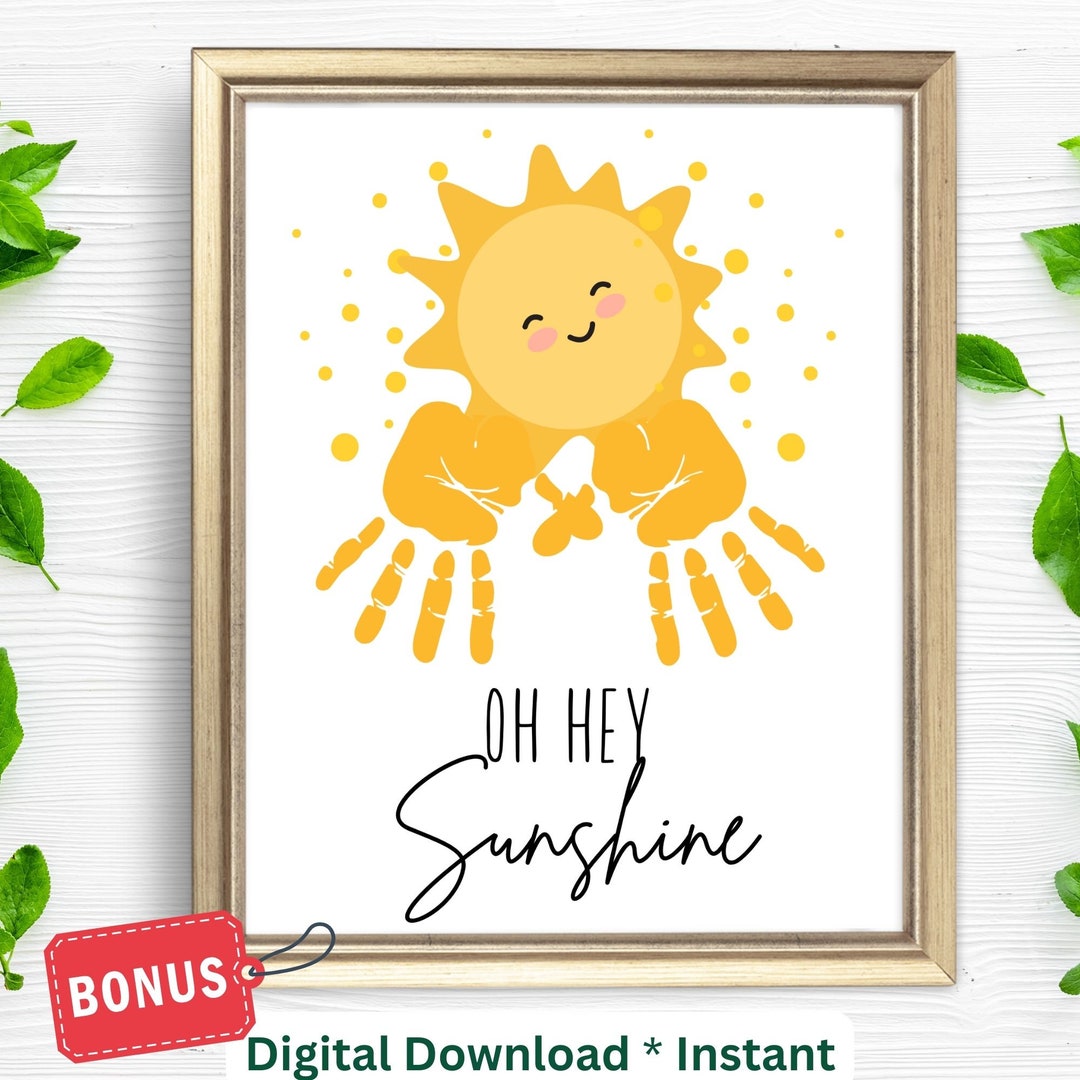 Summer Handprint Craft| Sunshine Handprint Printable Sign for Kids ...