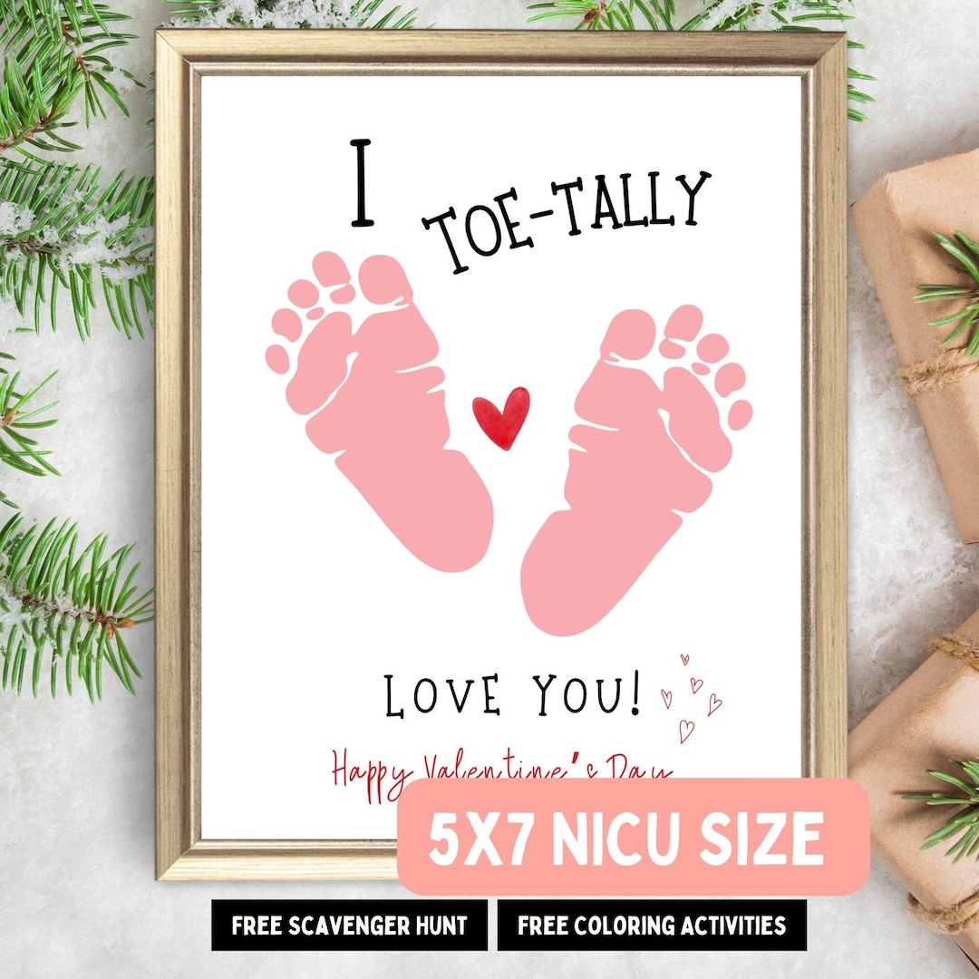 Love Handprint Art| 5x7 NICU LISTING I Love You Valentine Footprint ...