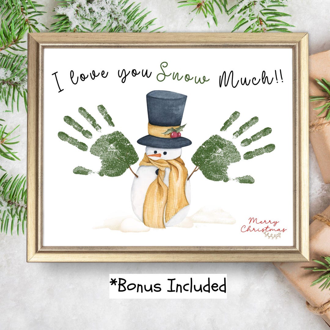 Snowman Handprint Art, I Love You Snow Much Christmas Winter Handprint ...