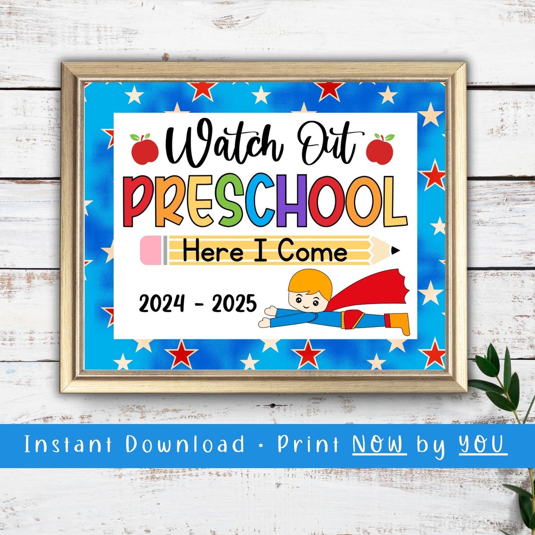 Superhero Printable First Day of School Sign rainbow First Day of ...
