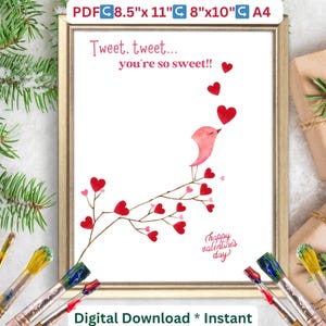 Valentines Day Bird Handprint Craft| Flower Handprint Art Preschool ...